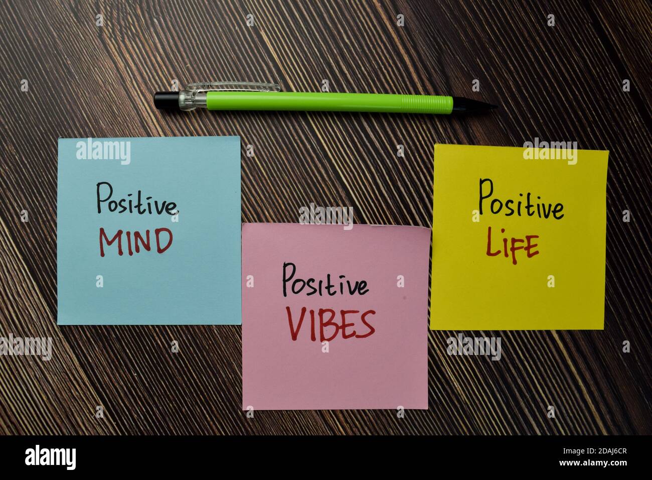 Positive Mind, Positive Vibes, Positive Life write on sticky note ...