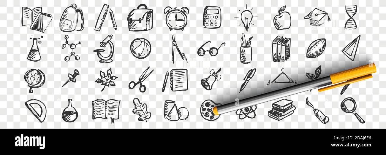 School doodle set Stock Vector Image & Art - Alamy