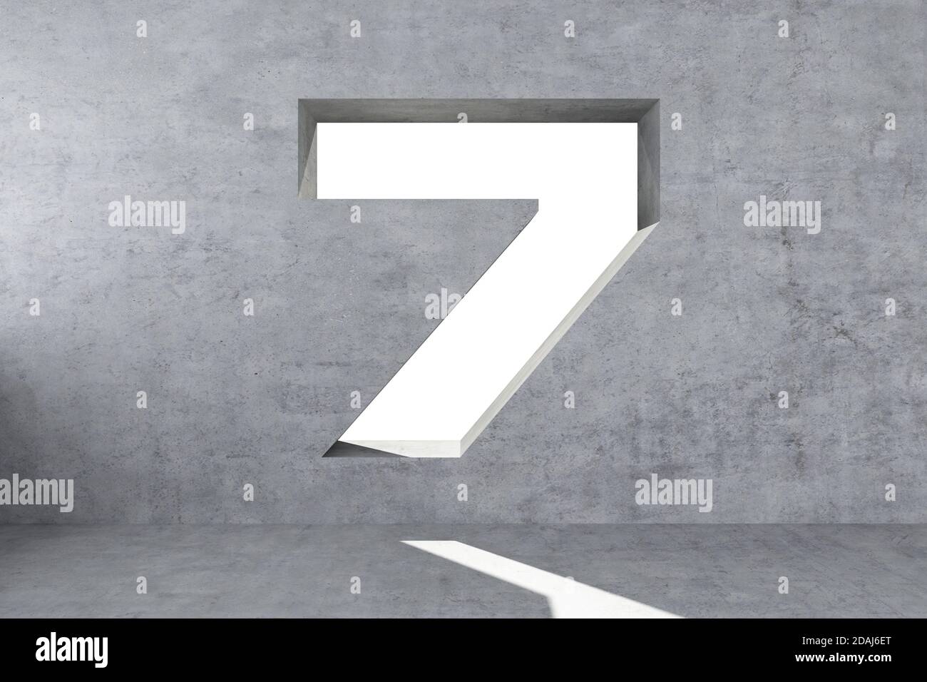 number 7 is carved into a concrete wall. 3d rendering Stock Photo - Alamy