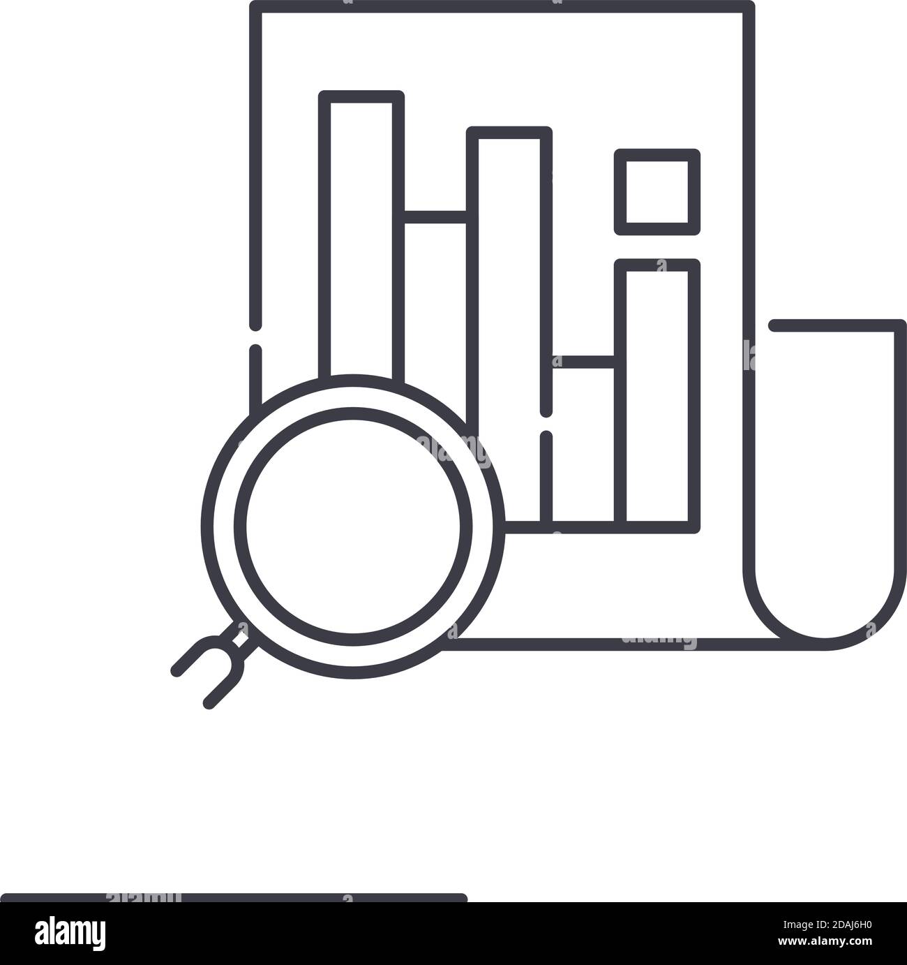 Business documentation analysis icon, linear isolated illustration, thin line vector, web design ...