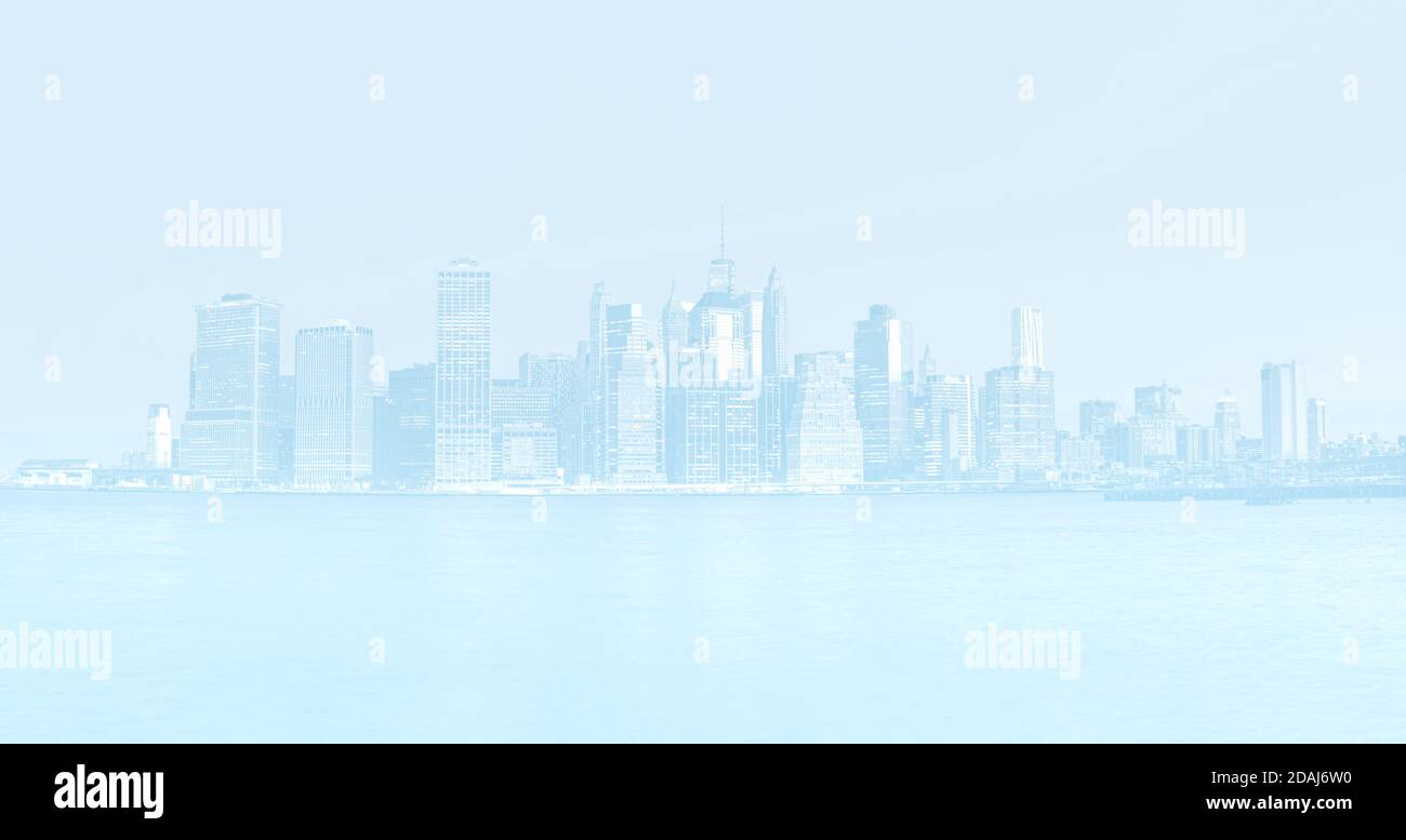 Light blue image of Manhattan. Early morning New York City skyline ...