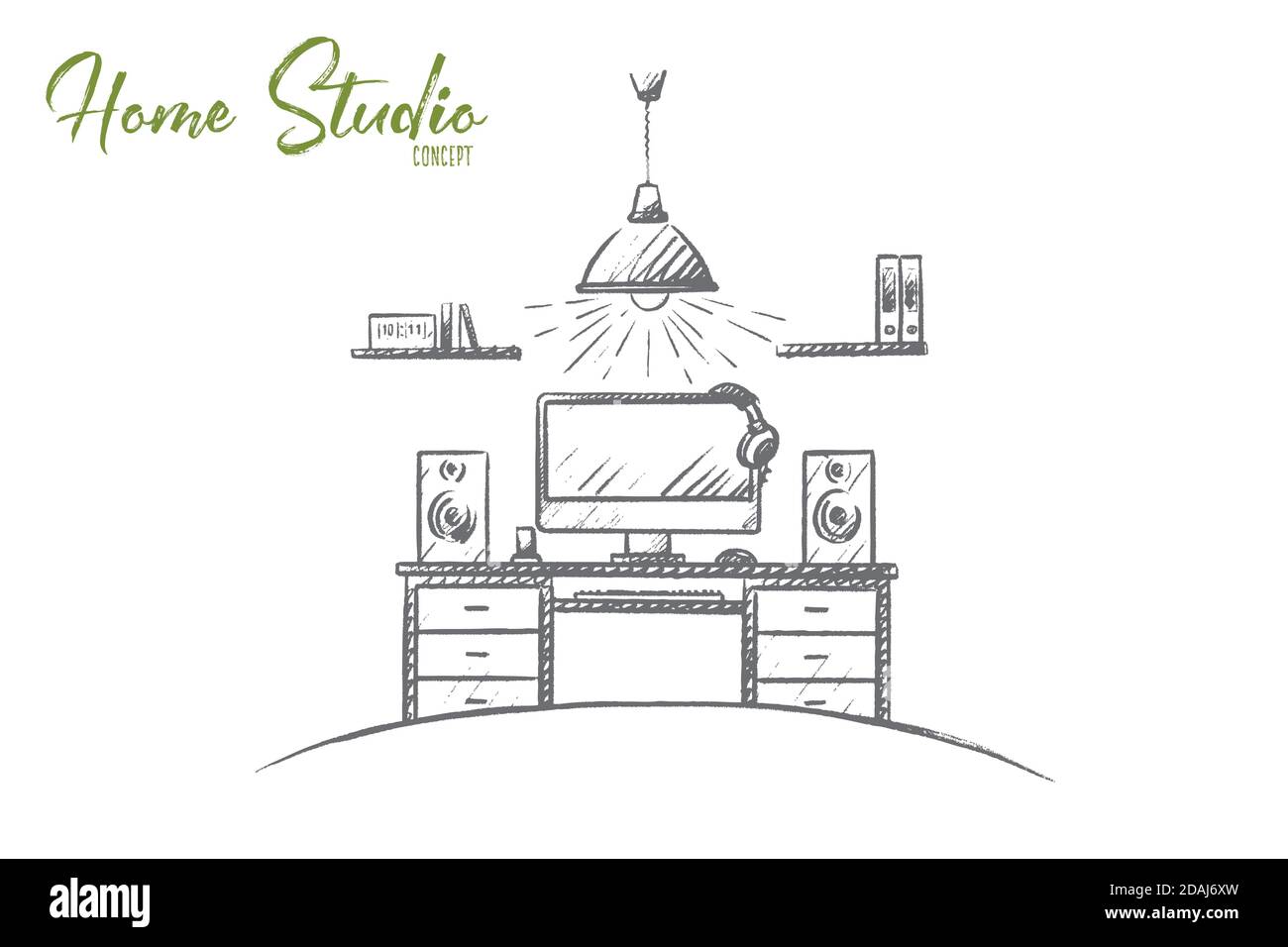 Home studio concept. Hand drawn isolated vector Stock Vector Image ...