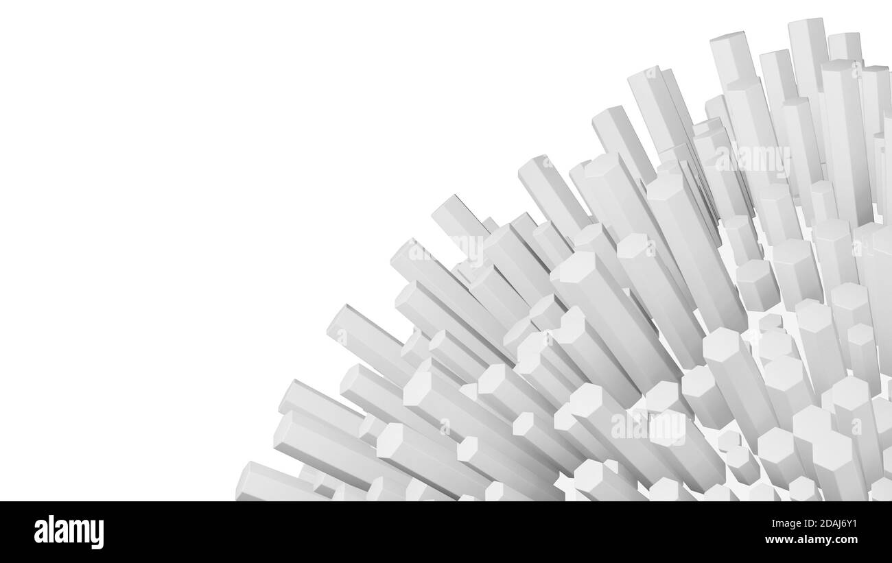 Spherical protruding hexagonal tubes, abstract background or wallpaper ...