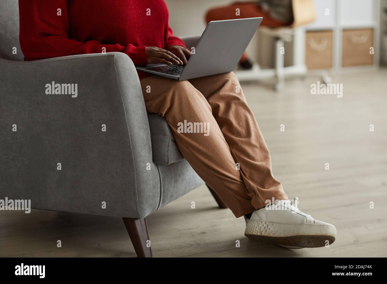 Woman working laptop pc sitting hi-res stock photography and images - Alamy