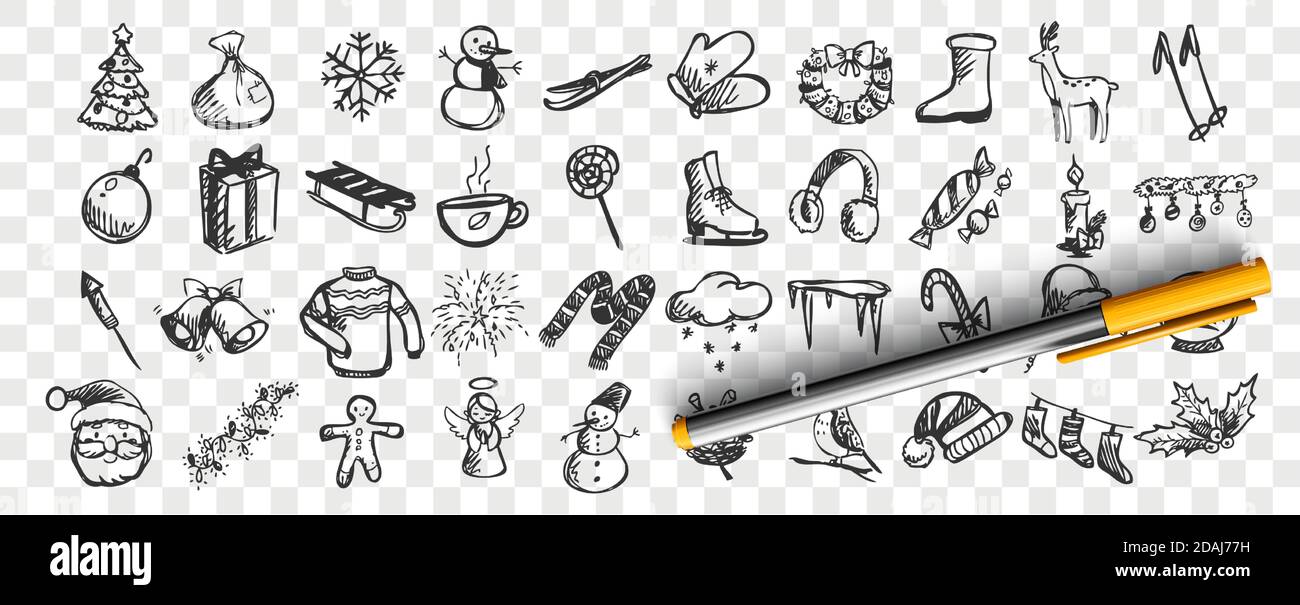 Winter doodle set Stock Vector Image & Art - Alamy