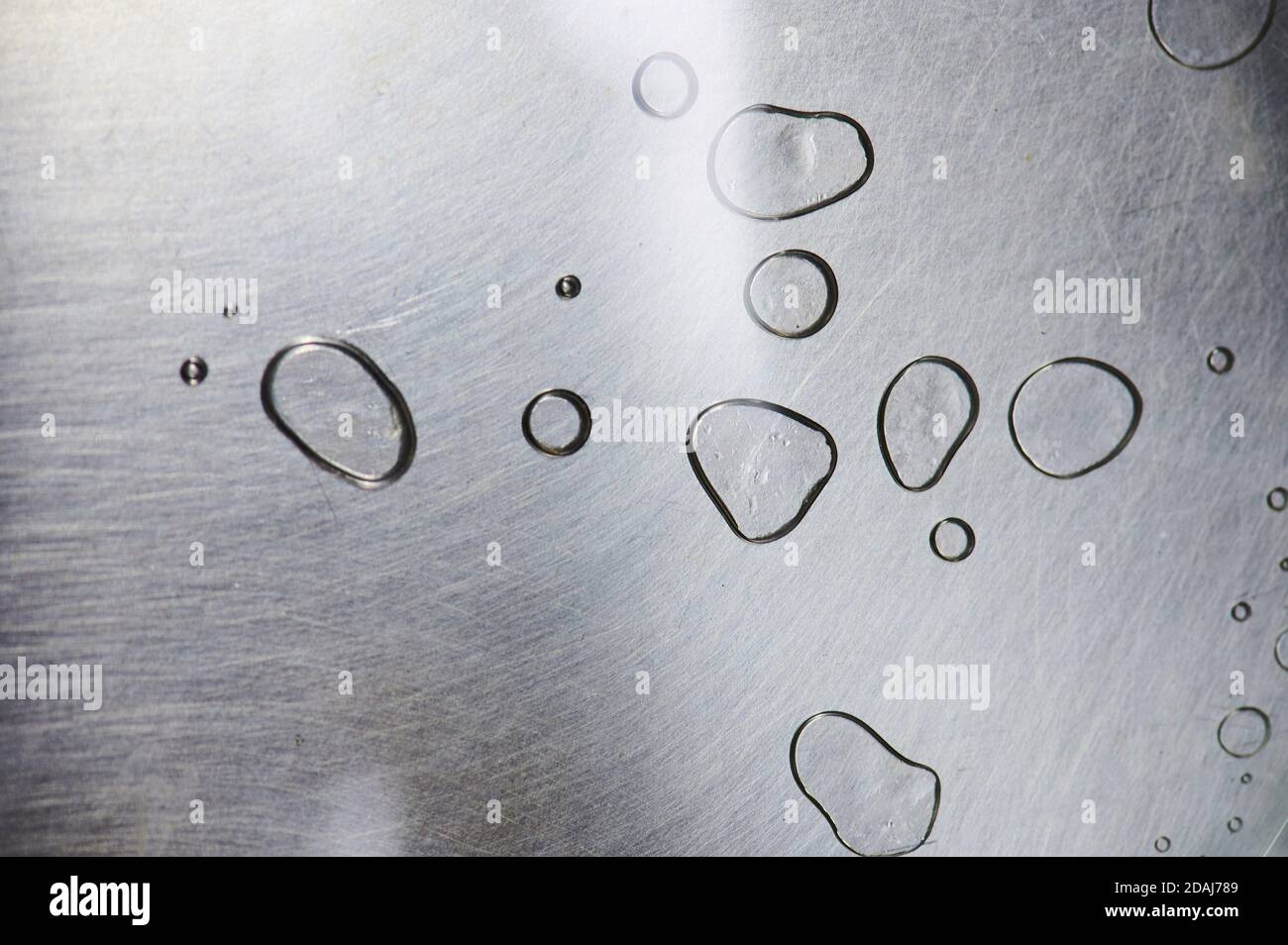 Shiny metal background with water bubbles macro close up view Stock ...
