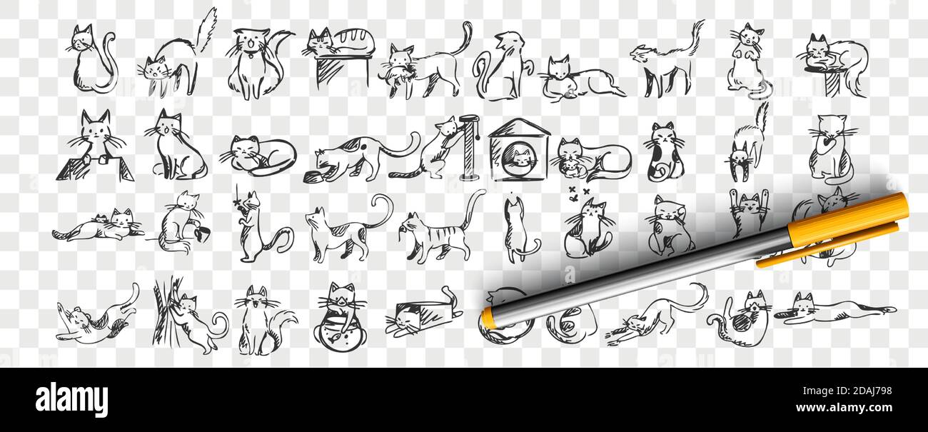 Cats doodle set Stock Vector Images - Alamy