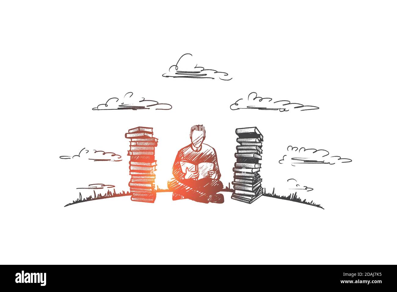 Reading time concept. Hand drawn isolated vector Stock Vector Image ...