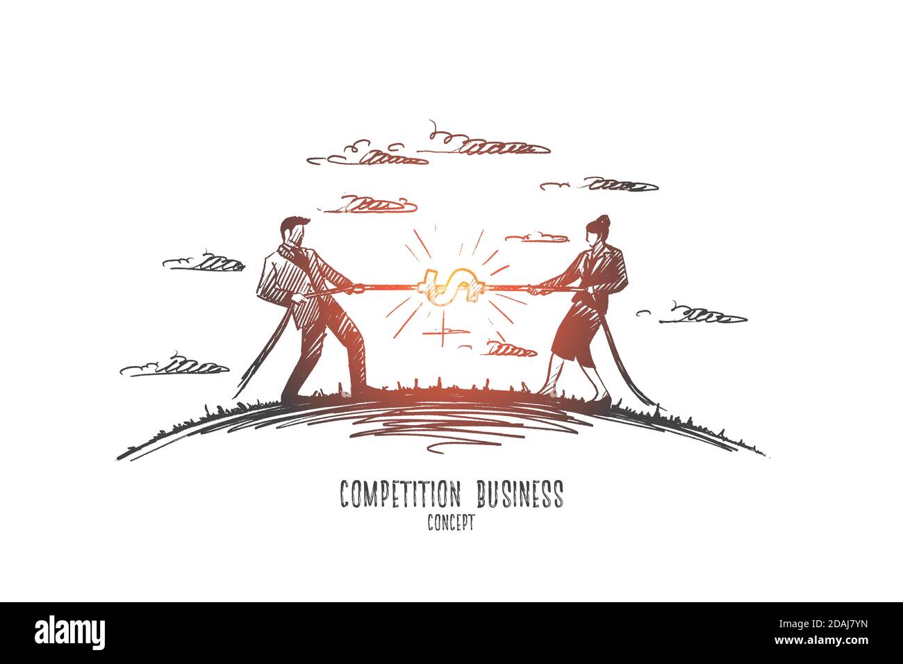 Competition business concept. Hand drawn isolated vector Stock Vector ...