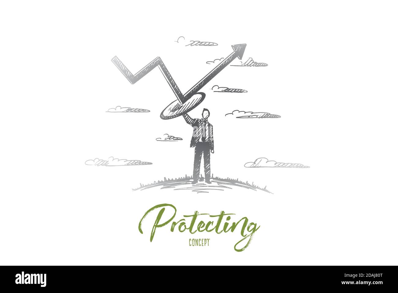 Protecting concept. Hand drawn isolated vector Stock Vector Image & Art ...