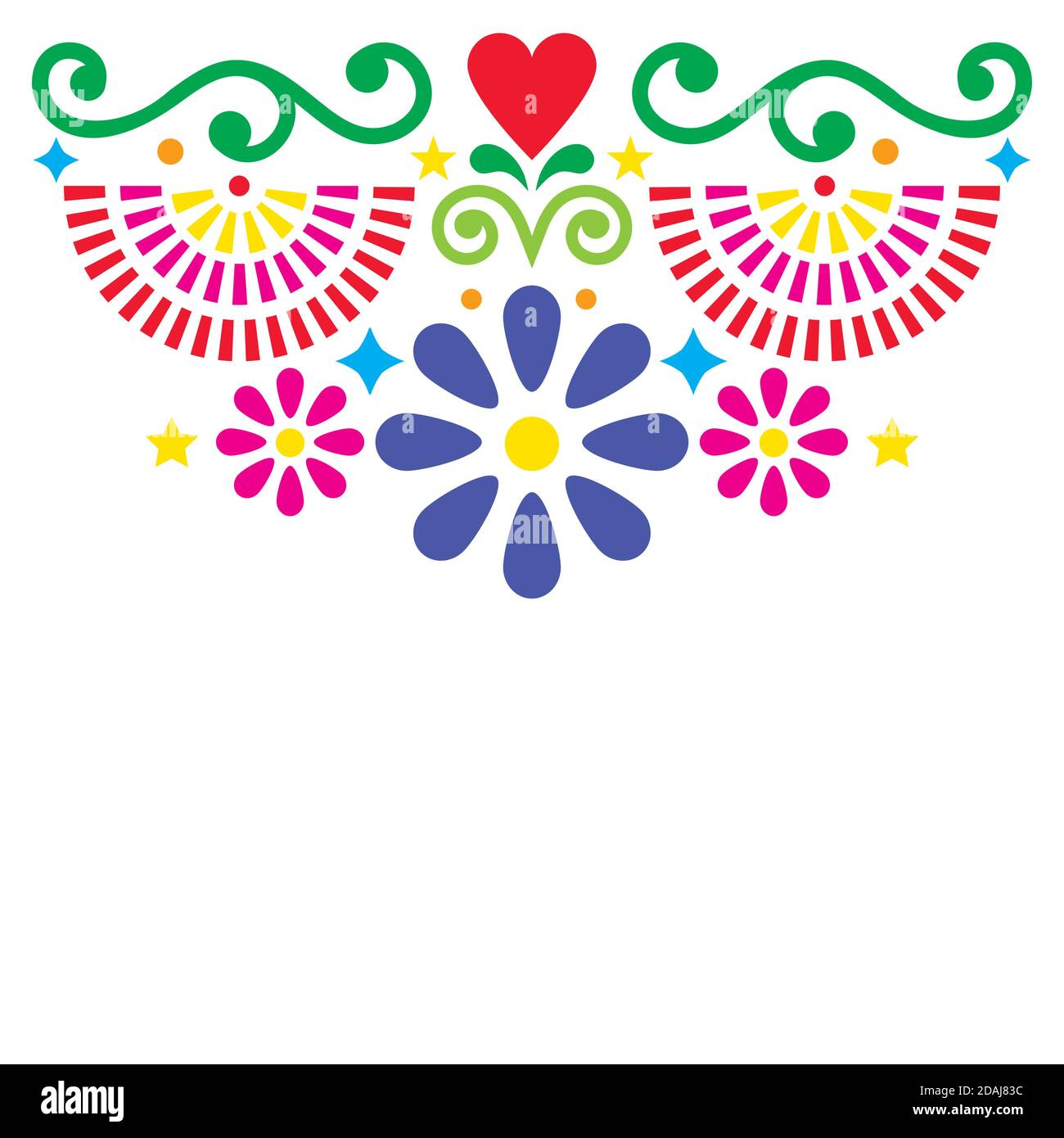 Mexican folk art vector greeting card or invitation design, colorful ...