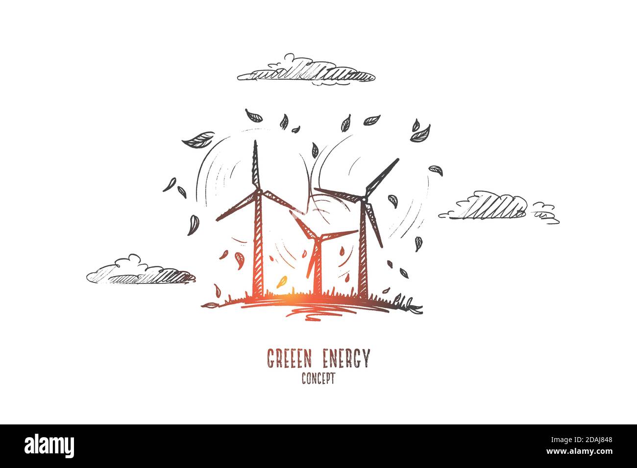 Green energy concept. Hand drawn isolated vector Stock Vector Image ...