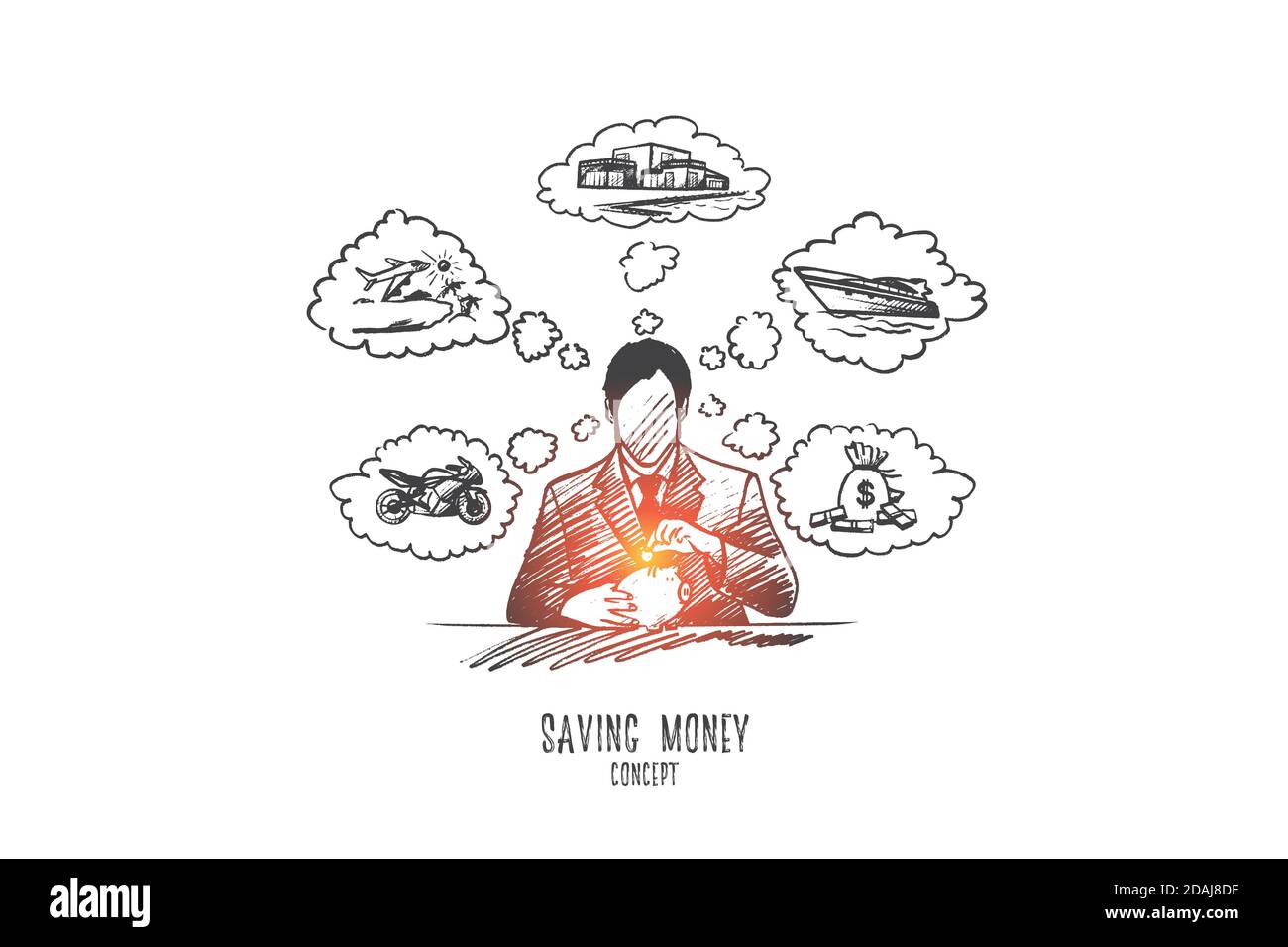 Saving money concept. Hand drawn isolated vector Stock Vector Image ...
