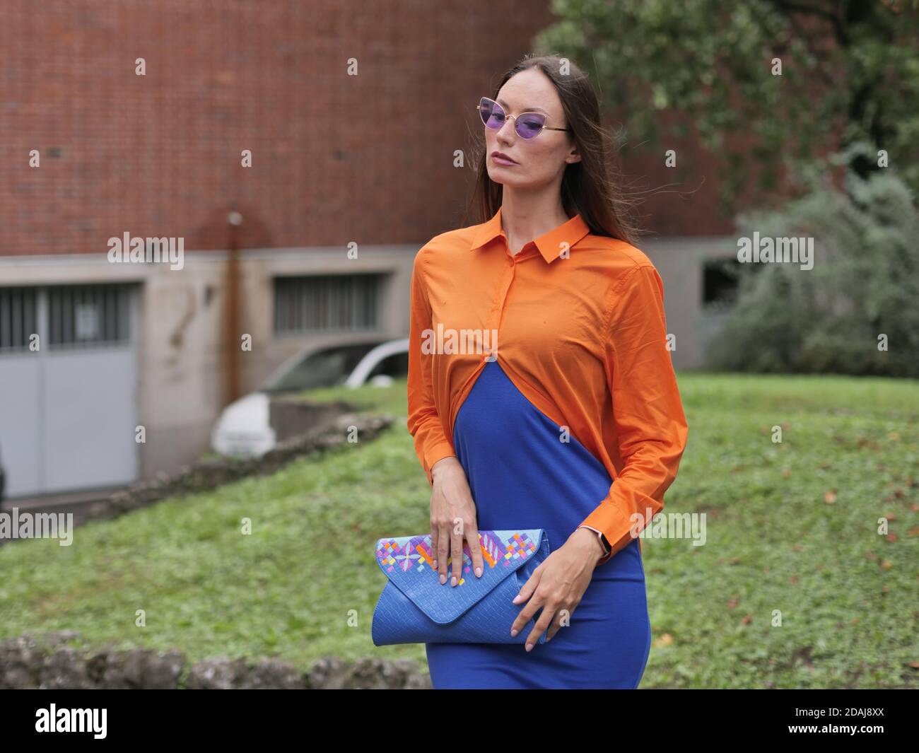 Nataly Sova model street style outfit before Sportmax Fashion Show ...