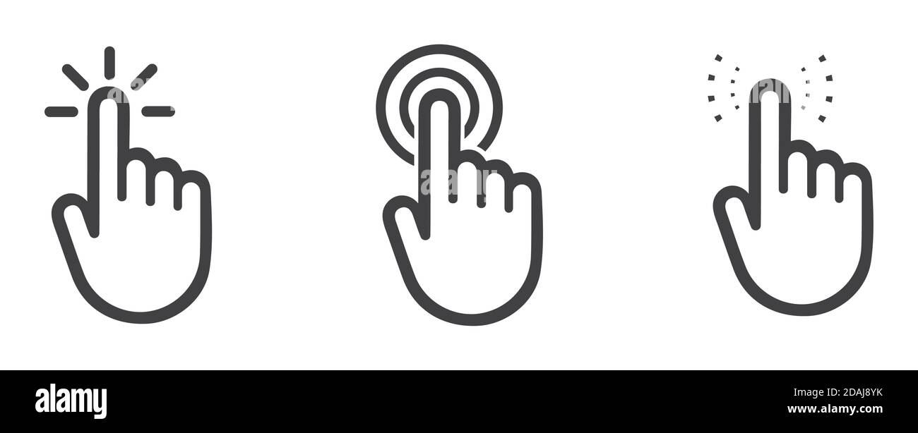 Hand cursor click symbol icon. Touch vector icons. Illustration isolated on white background ...