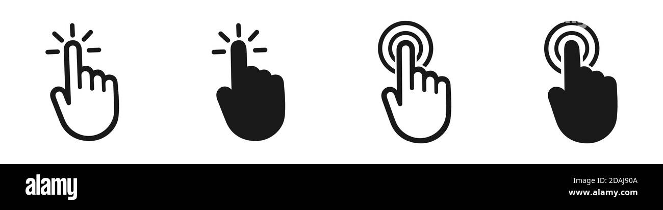 Hand cursor click symbol icon. Touch vector icons. Illustration isolated on white background ...