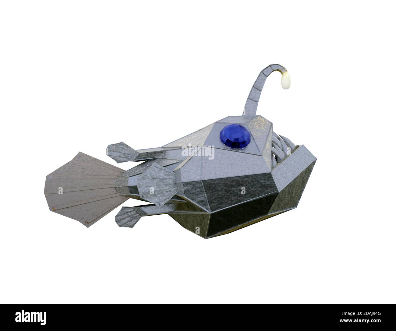 metallic angry deep-sea angler fish with sharp teeth. 3d illustration ...