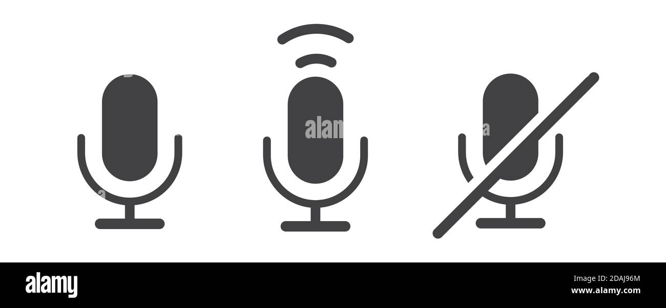 Microphone Icon Set Isolated on White Background Stock Vector Image ...