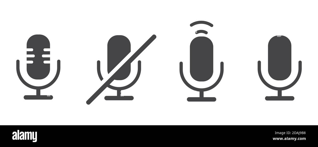 Microphone Icon Set Isolated on White Background Stock Vector Image ...