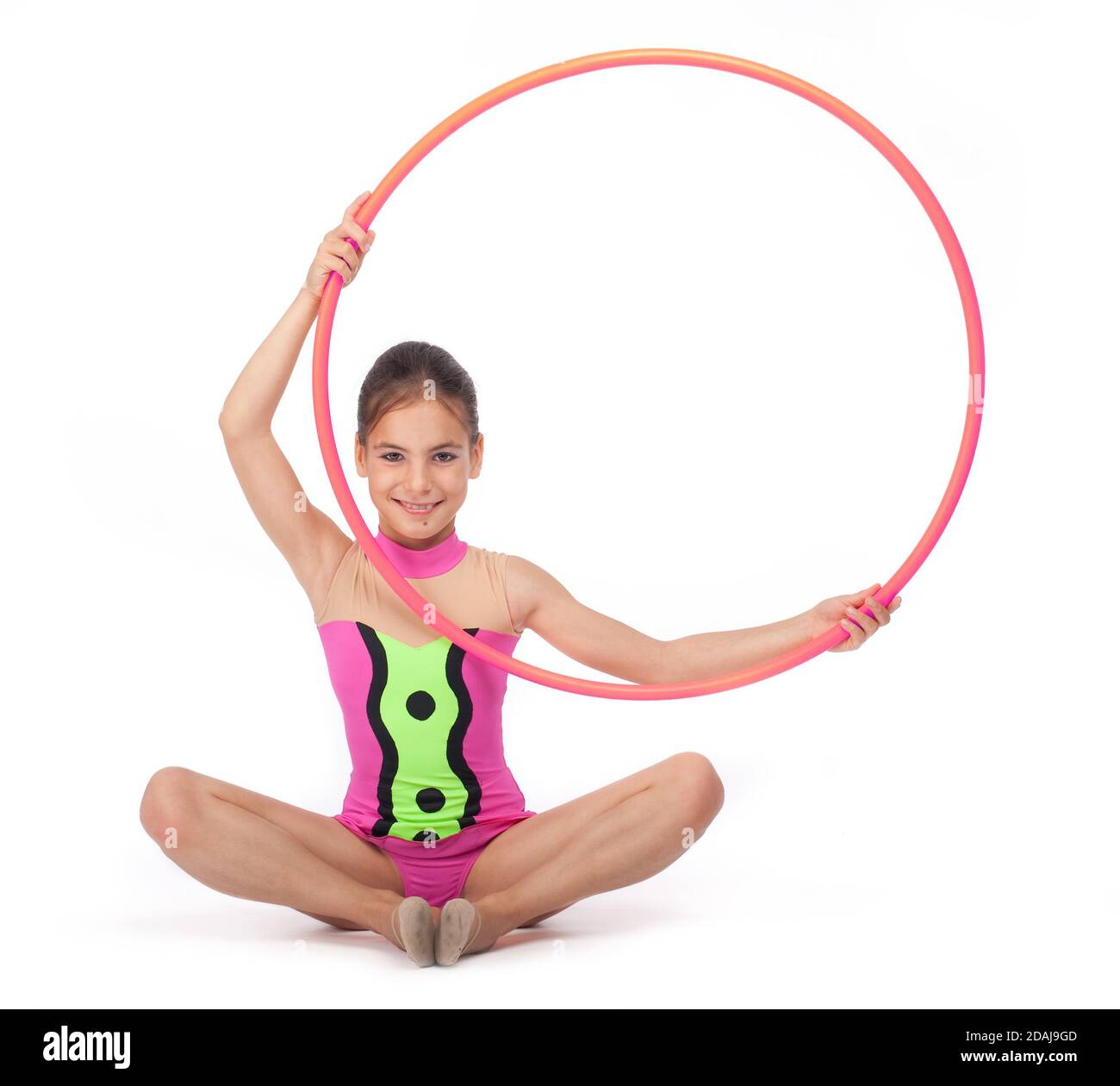 little rhythmic gymnast with hoop Stock Photo - Alamy