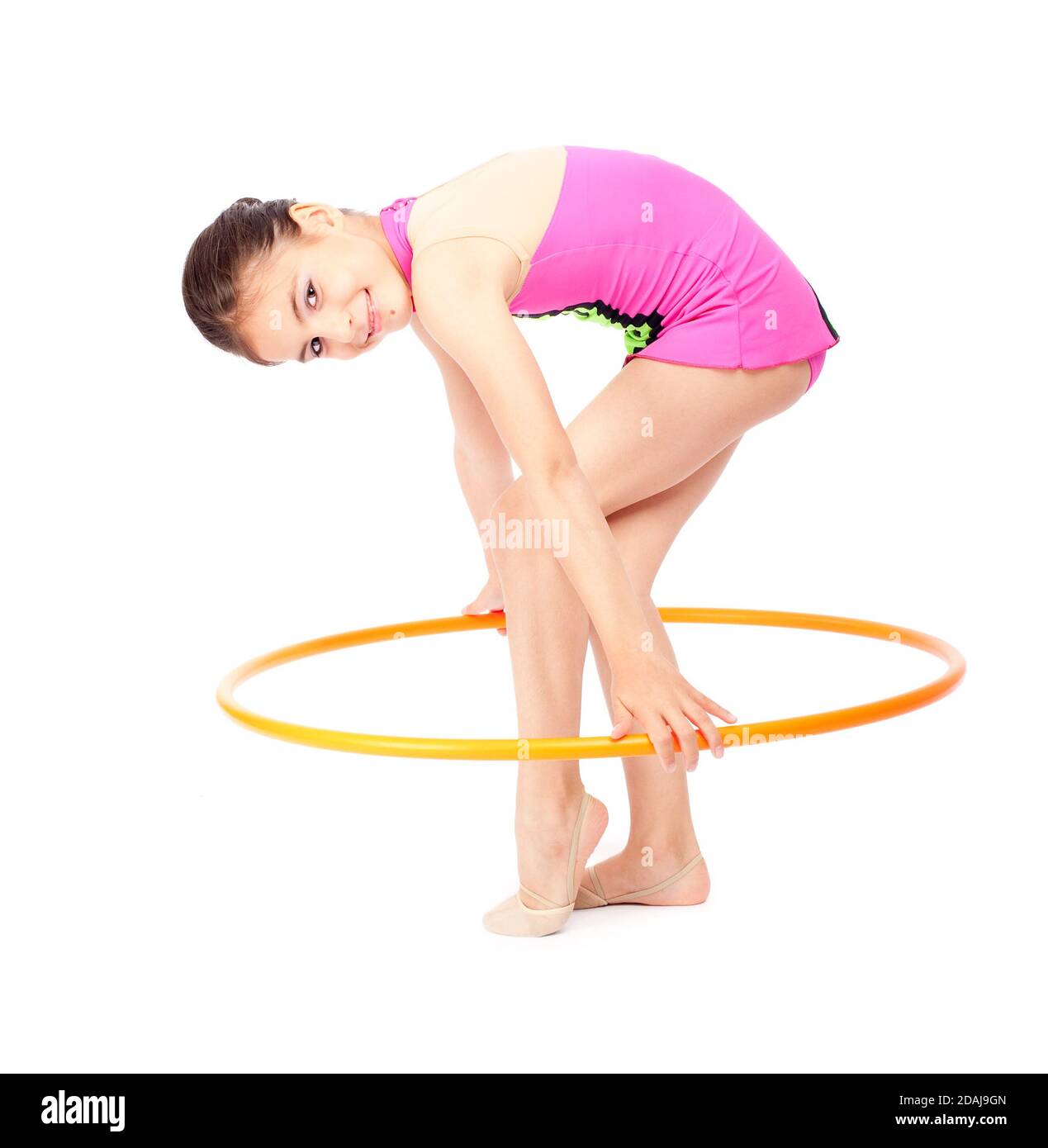 little rhythmic gymnast with hoop Stock Photo - Alamy