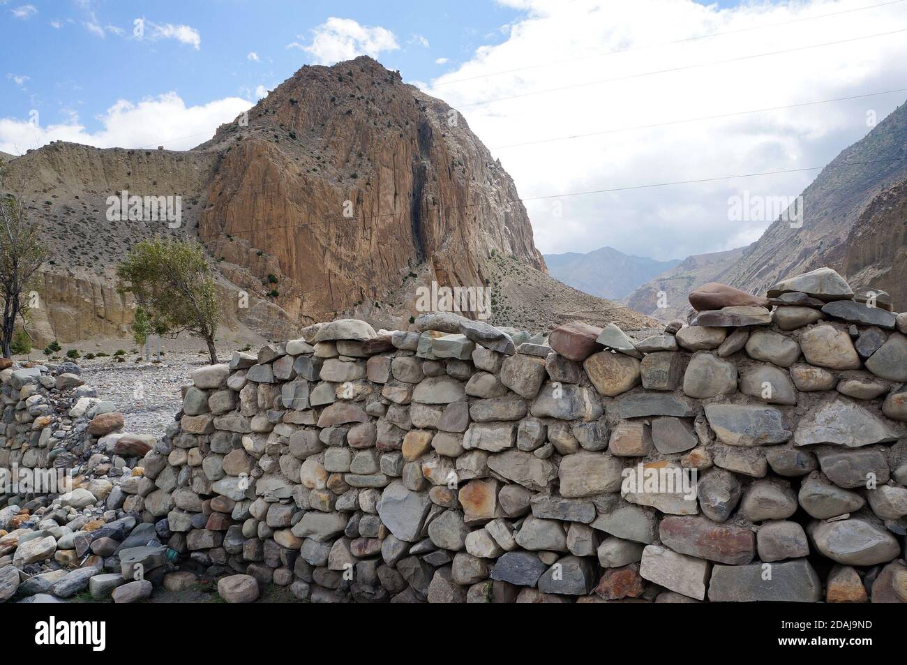 The traditional stone protection from the winds against the backdrop of ...