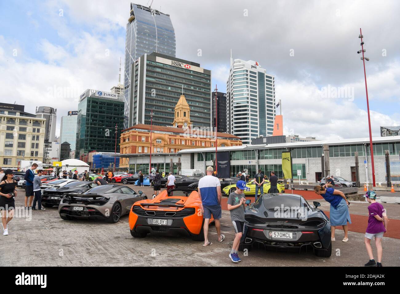 Auckland. 17th Nov, 2019. People view cars on display at downtown ...