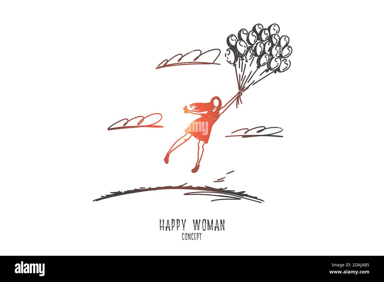 Happy woman concept. Hand drawn isolated vector Stock Vector Image ...