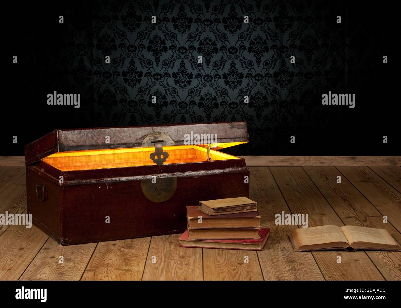 ancient trunk with golden glow from inside Stock Photo - Alamy