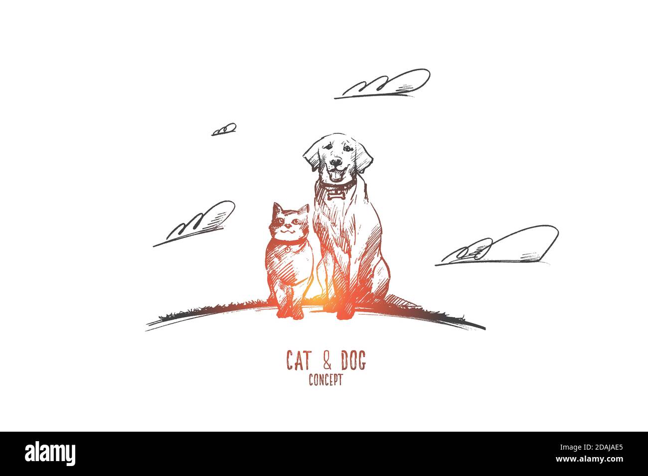 Cat and dog concept. Hand drawn isolated vector Stock Vector Image ...