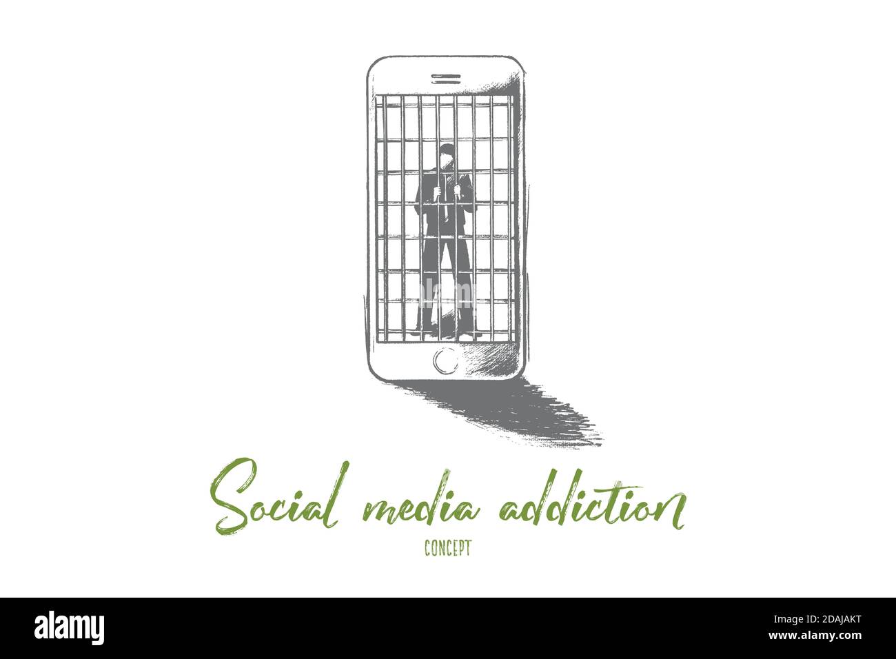 Social media addiction concept. Hand drawn isolated vector Stock Vector ...