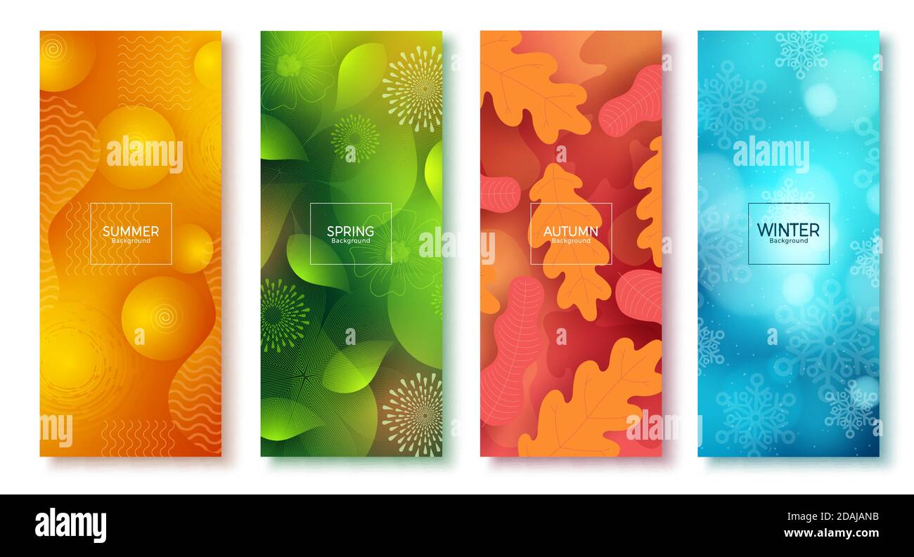 Season abstract vector poster set. Seasonal colorful background like ...