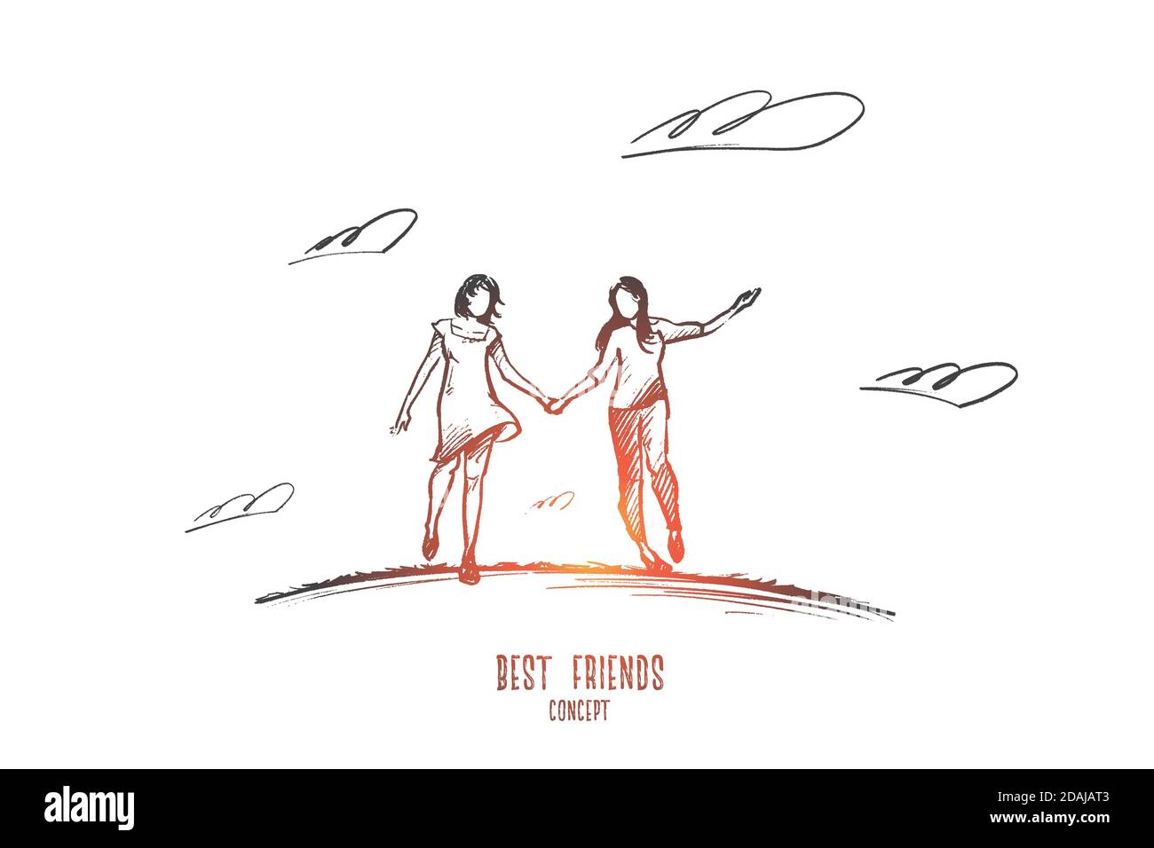 Best friends concept. Hand drawn isolated vector Stock Vector Image ...