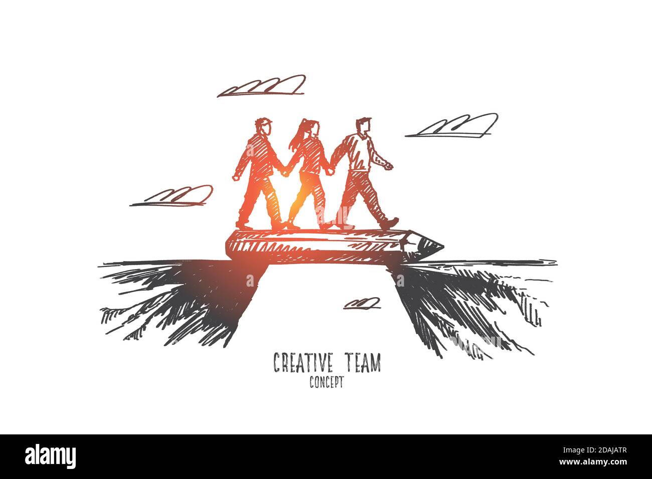Creative team concept. Hand drawn isolated vector Stock Vector Image ...