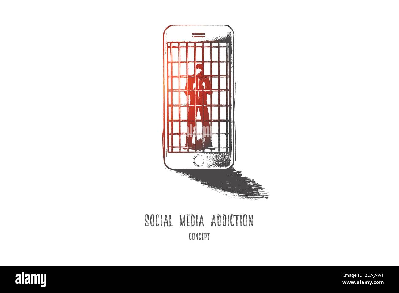 Social media addiction concept. Hand drawn isolated vector Stock Vector Image & Art - Alamy