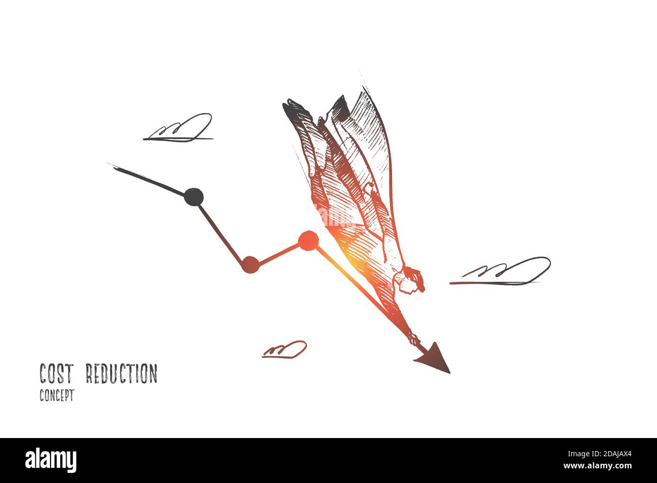 Cost reduction concept. Hand drawn isolated vector Stock Vector Image ...