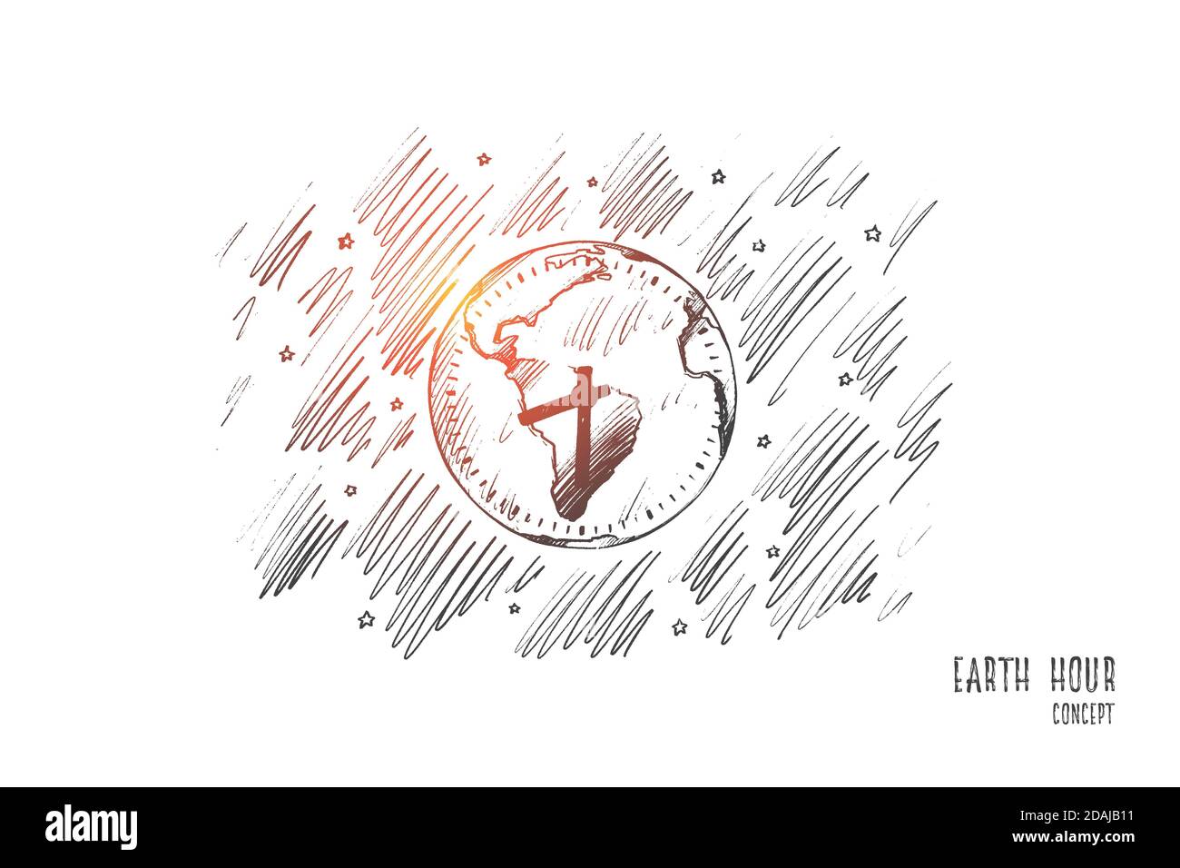 Earth hour concept. Hand drawn isolated vector Stock Vector Image & Art ...