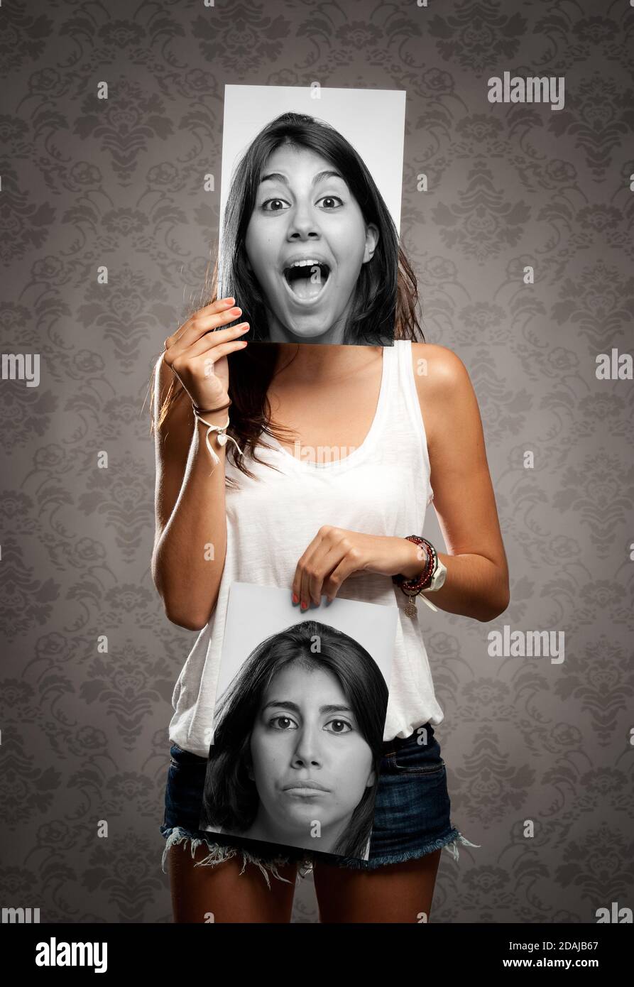 portrait of girl with two faces Stock Photo - Alamy