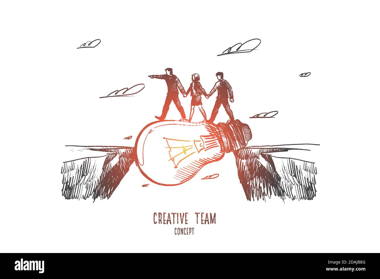 Creative team concept. Hand drawn isolated vector Stock Vector Image ...