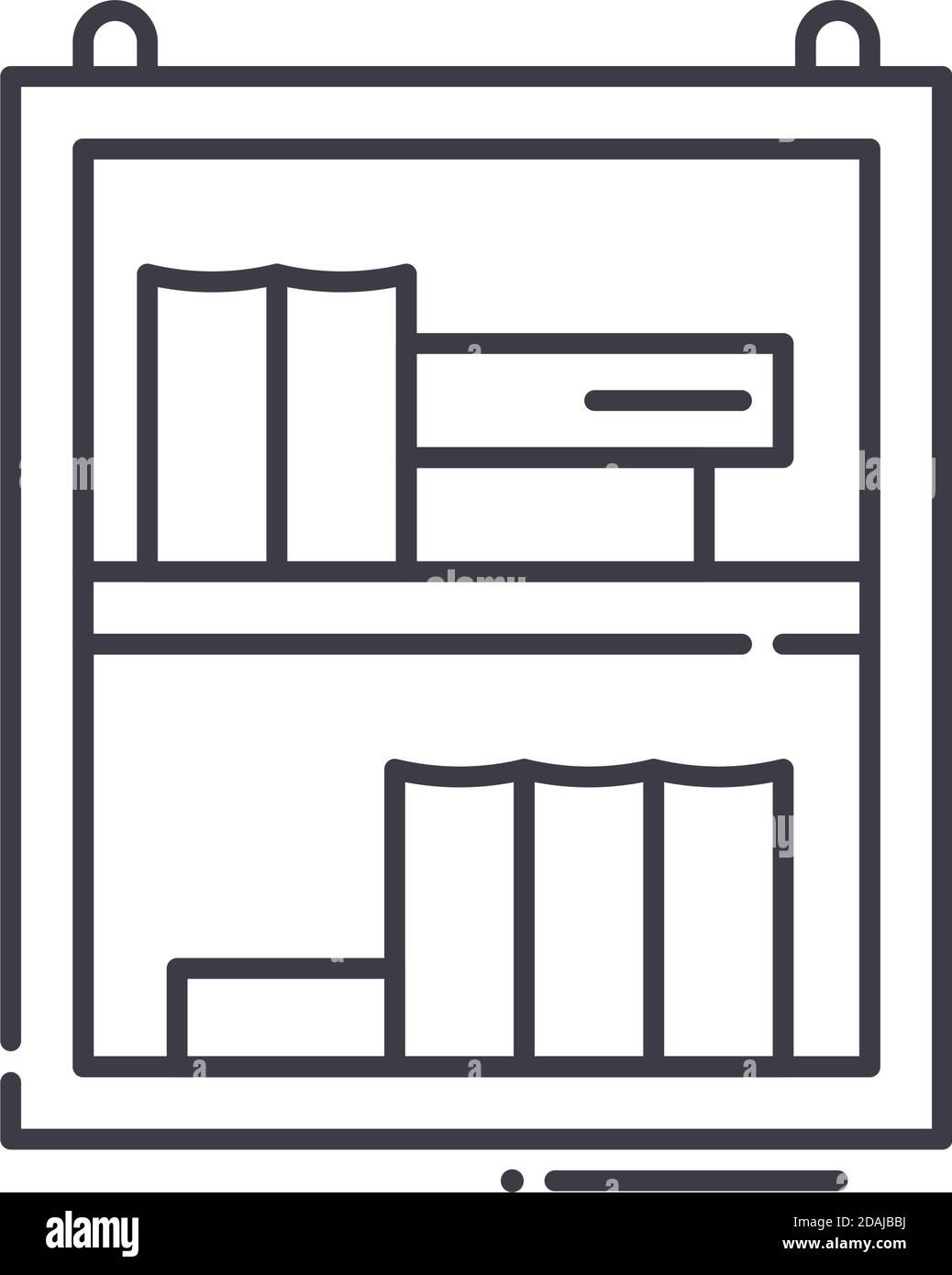 Book shelf icon, linear isolated illustration, thin line vector, web ...