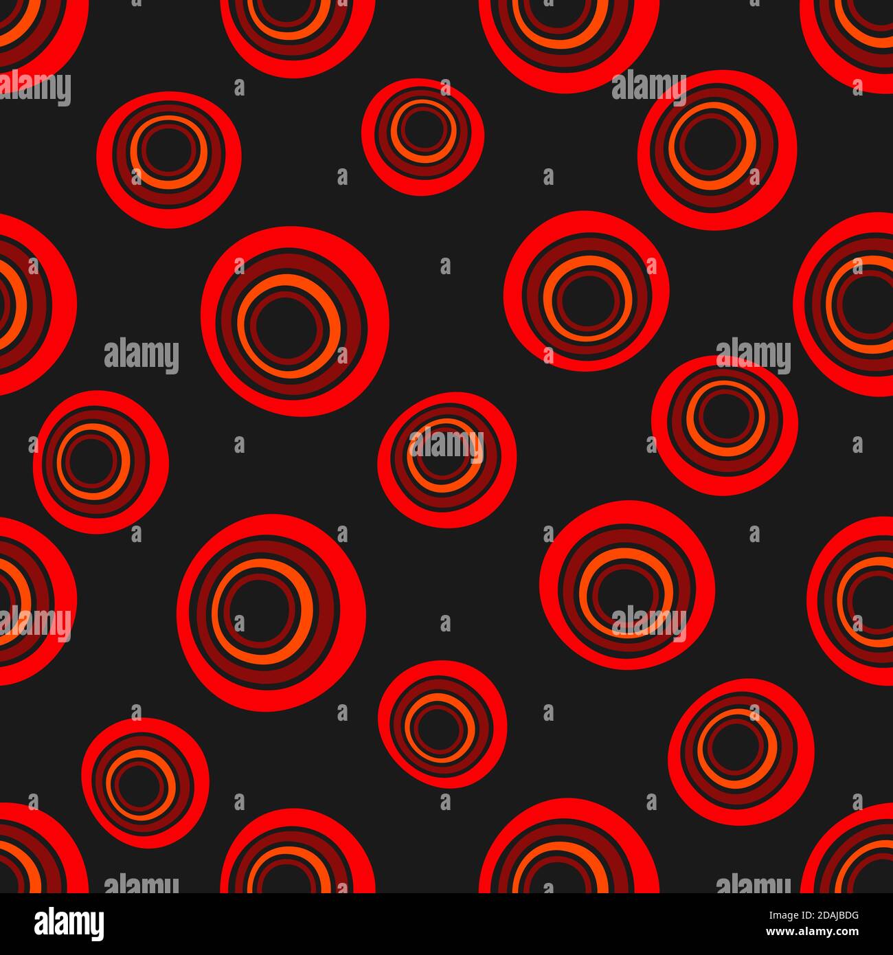 Seamless background of concentric circles in neon red colors on black ...