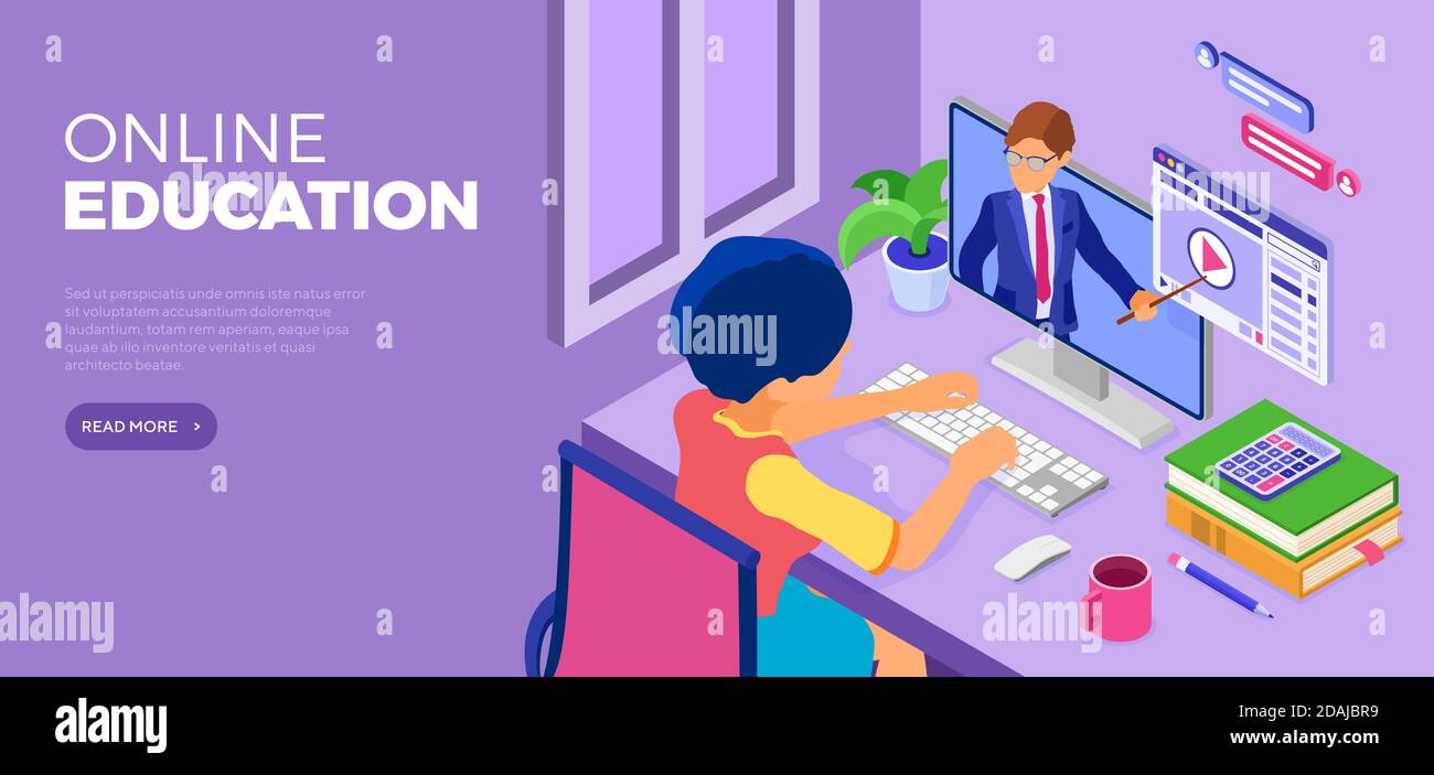 Online Education from Home Stock Vector Image & Art - Alamy