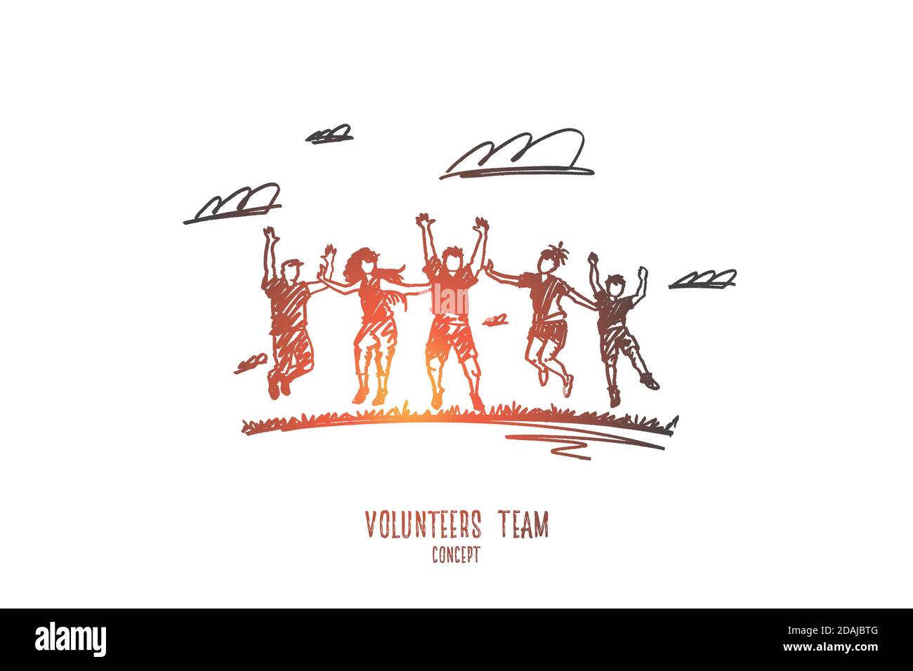Volunteers concept. Hand drawn isolated vector Stock Vector Image & Art ...