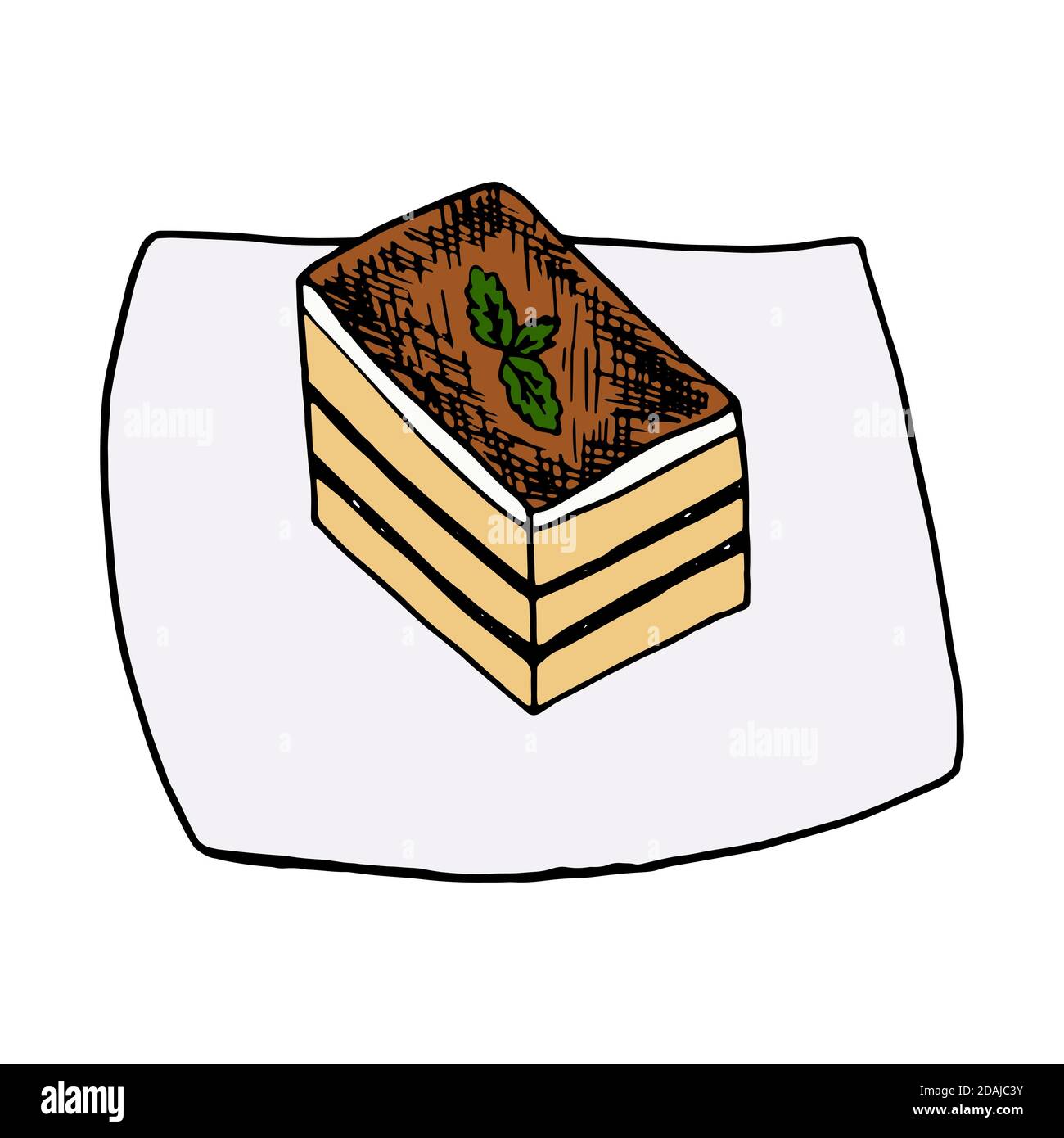 Tiramisu italian traditional food. Hand drawn sketch style. Vector ...