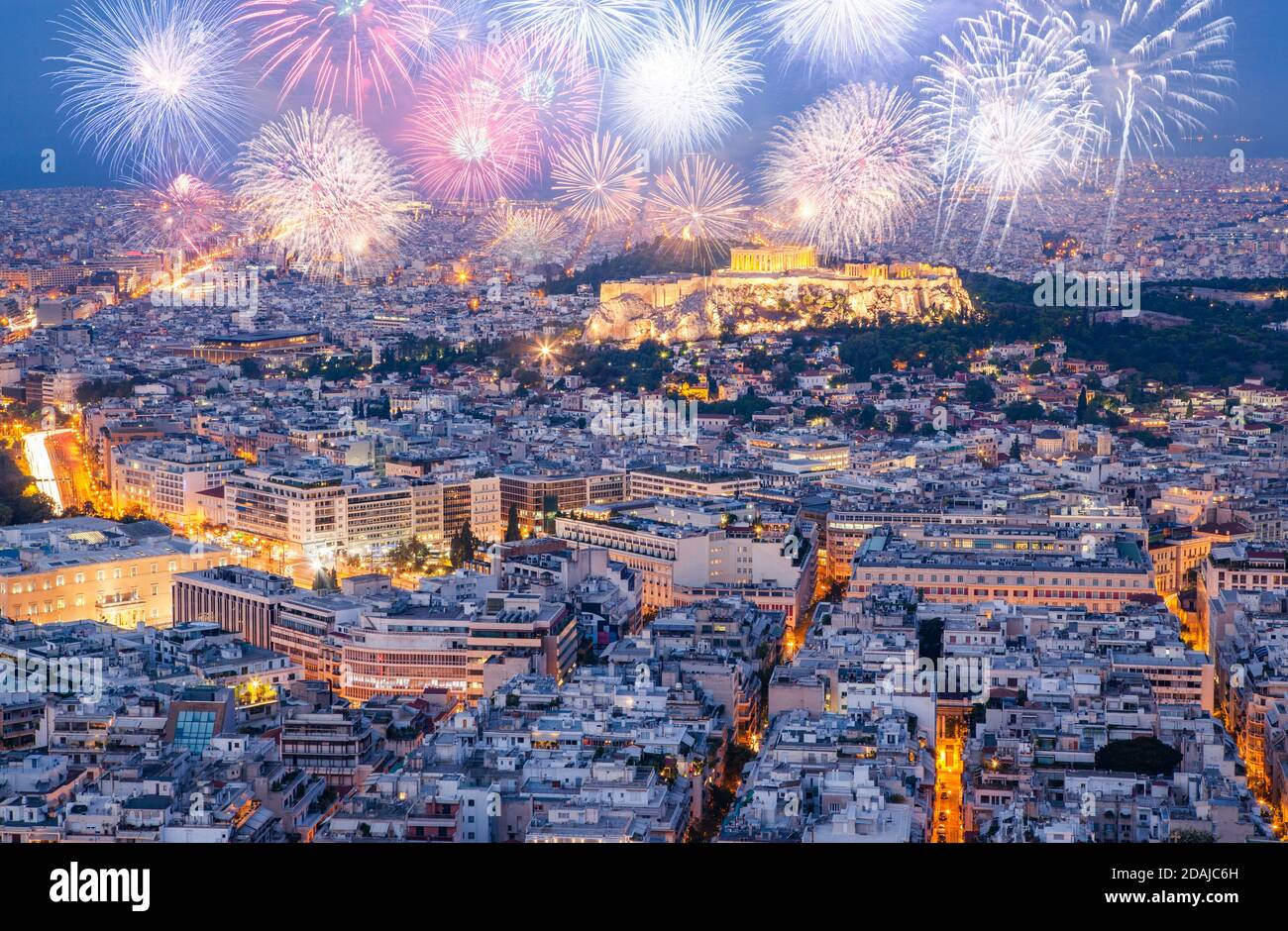 Athens fireworks hi-res stock photography and images - Alamy