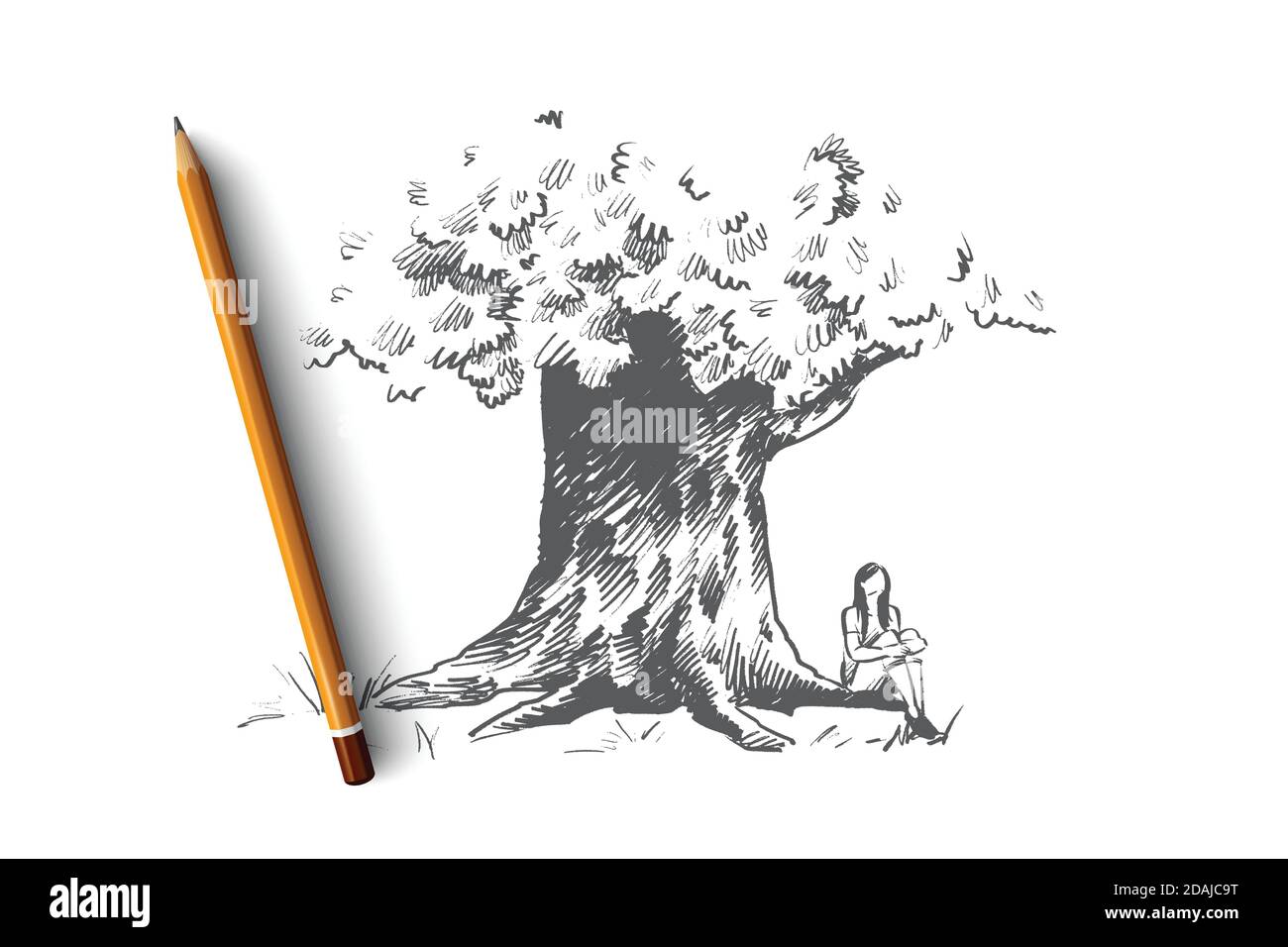 Big tree concept. Hand drawn isolated vector Stock Vector Image & Art ...