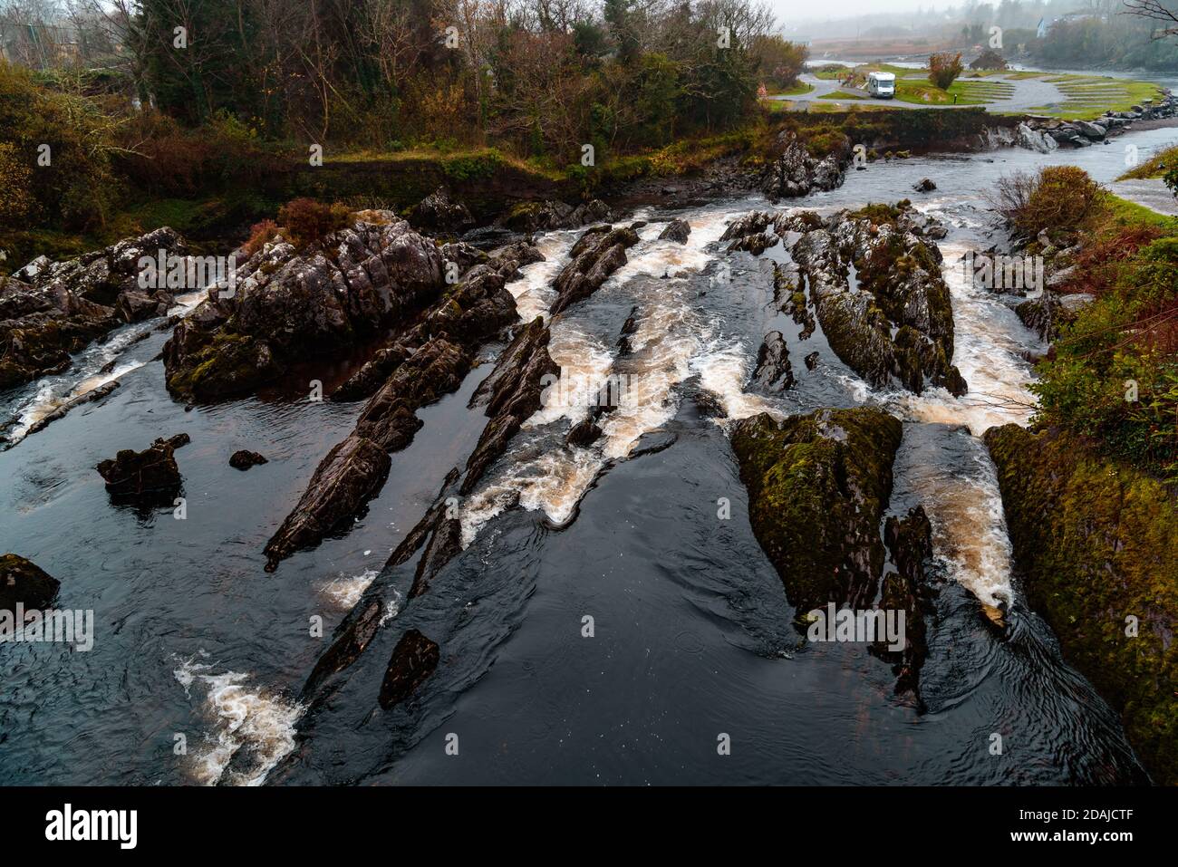 Waterfall along the Ring of Kerry in Sneem, Ireland. Rainy day Stock ...