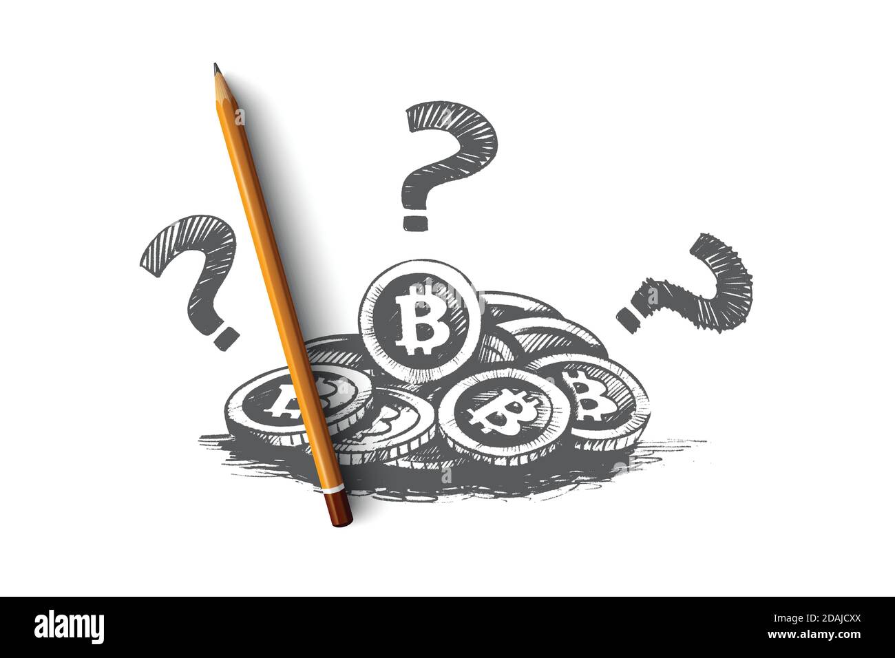 Bitcoin concept. Hand drawn isolated vector Stock Vector Image & Art ...