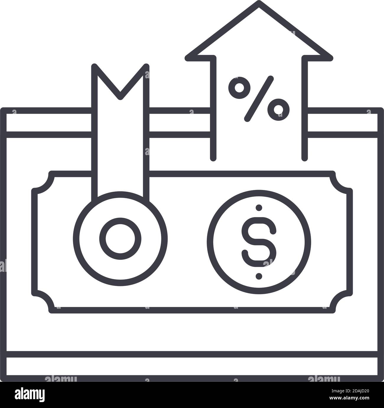 Bond interest rate icon, linear isolated illustration, thin line vector ...