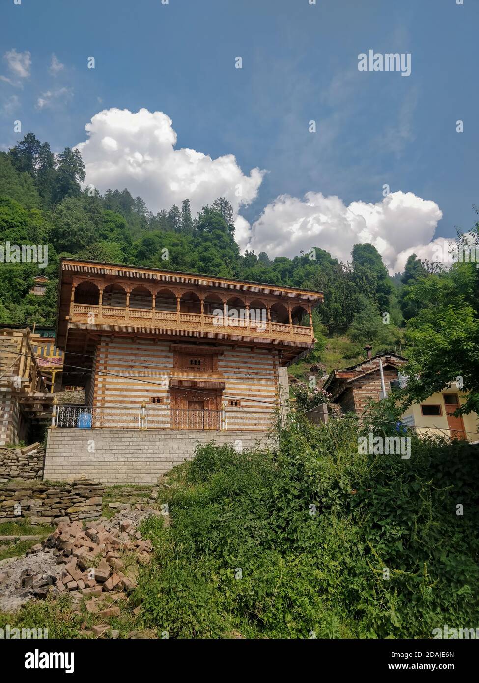 Manali, India - June 10th 2019: Beautiful architecture of traditional ...